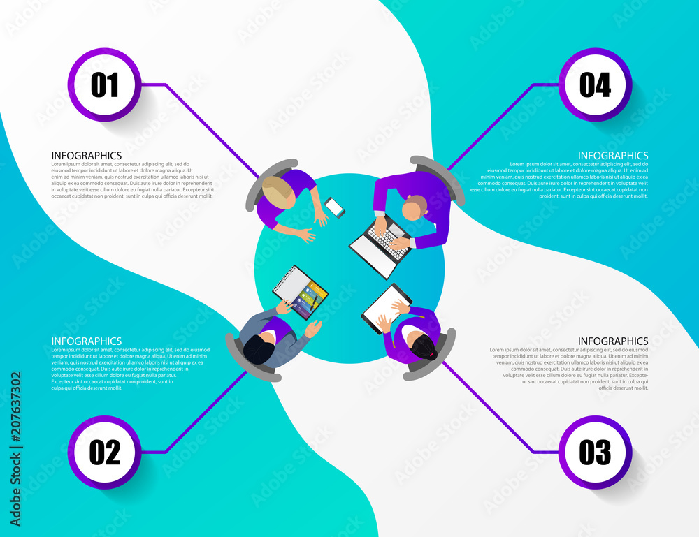 Office table top view business meeting. Infographic concept Stock ...