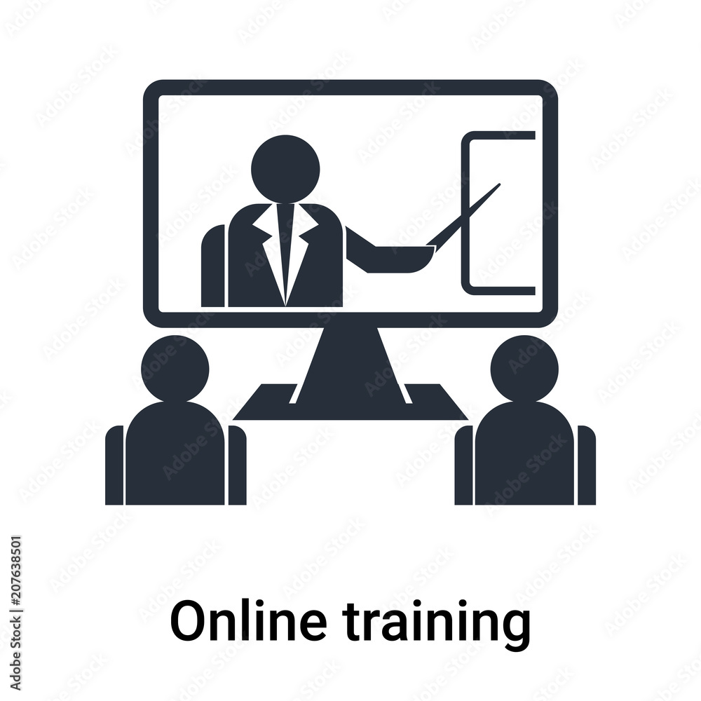 Online training icon vector sign and symbol isolated on white ...