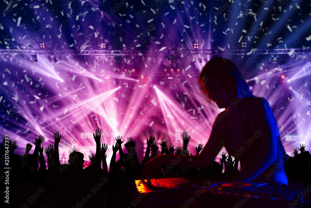 Party Concert - Dj Mixing and Scratching Sound Effect with Colorful ...