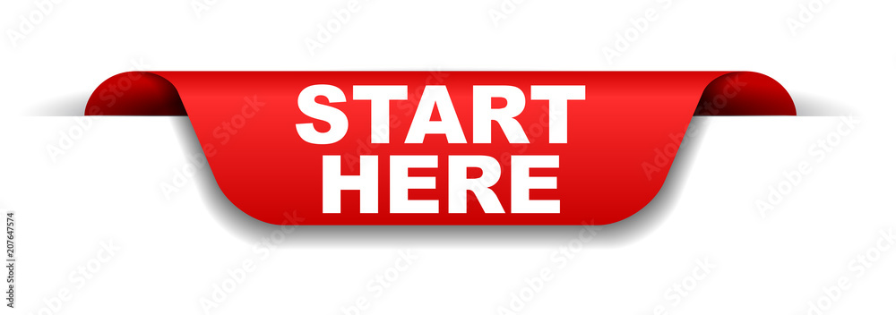 red banner start here Stock Vector | Adobe Stock