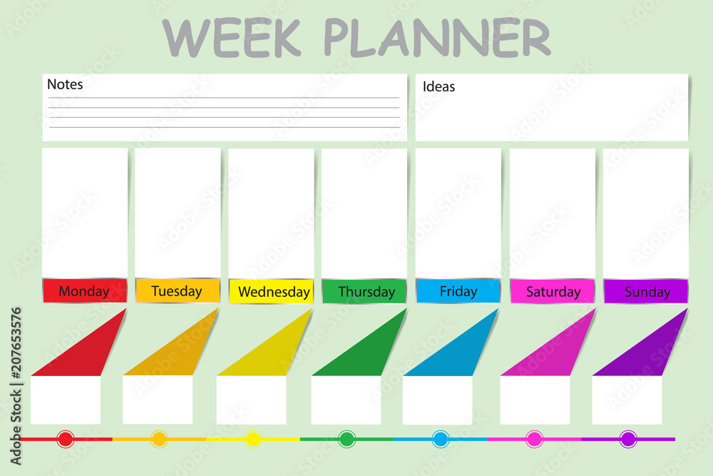 Weekly planner with timeline, white rectangle for the main daily goals ...