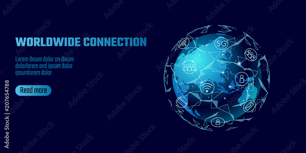 Global network connection. World map Asia continent point line ...