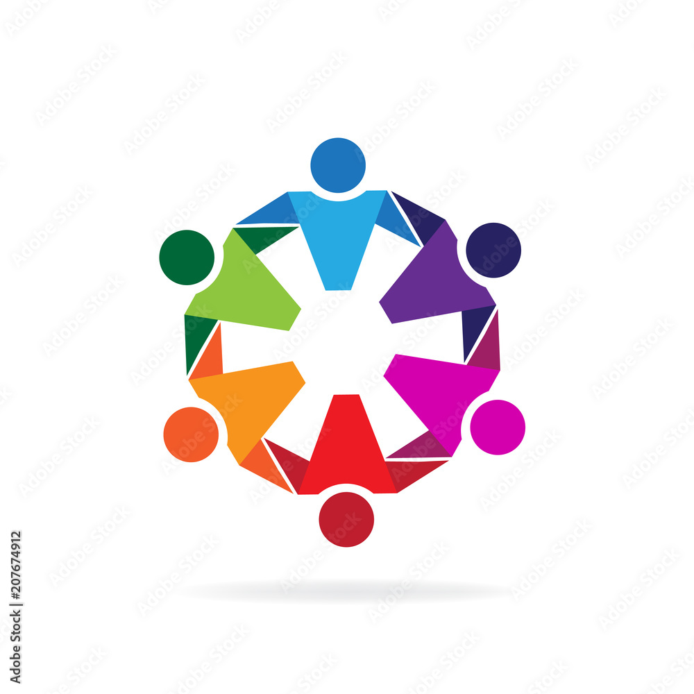 Logo teamwork hugging business people icon vector image Stock Vector ...
