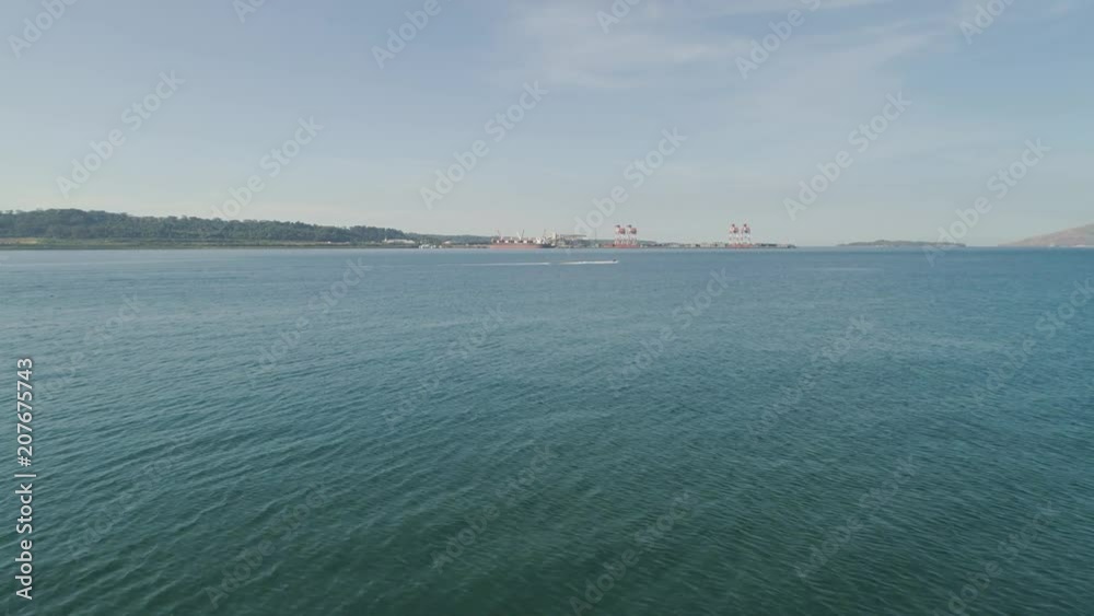 Sea cargo port with cranes, docks, containers in Subic Bay. Philippines ...