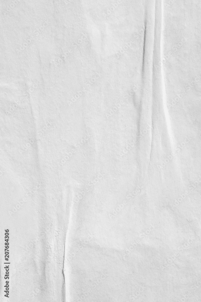 White blank crumpled paper texture background creased old poster ...