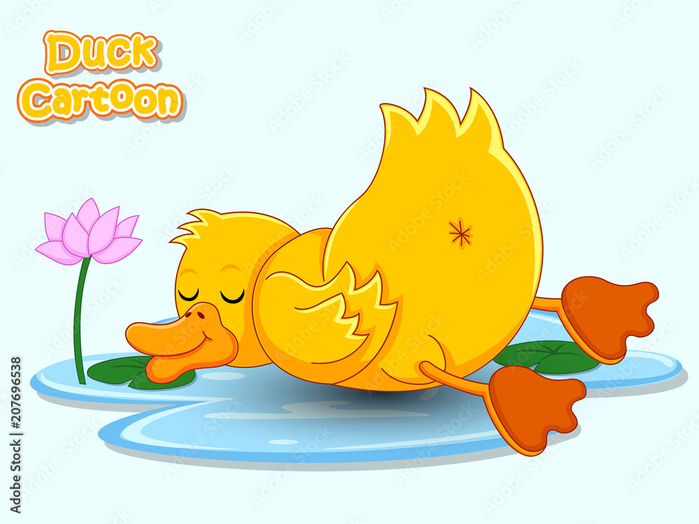 Cute Cartoon Duck Characters. Vector Illustration Cartoon Style. Stock ...