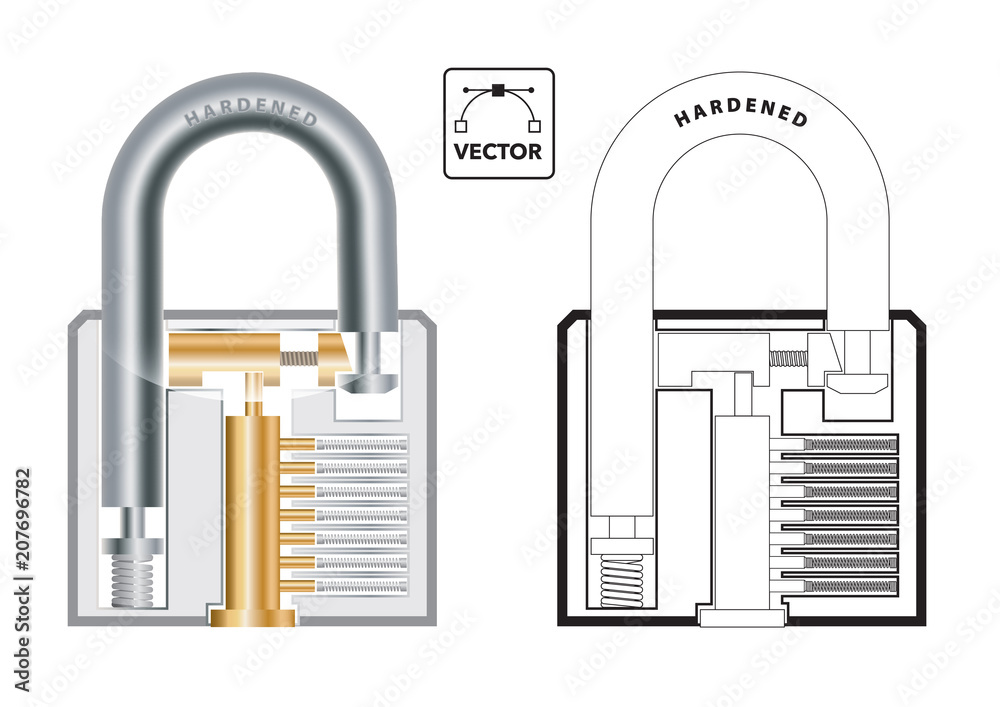 Vector cross section of a typical padlock Stock Vector | Adobe Stock