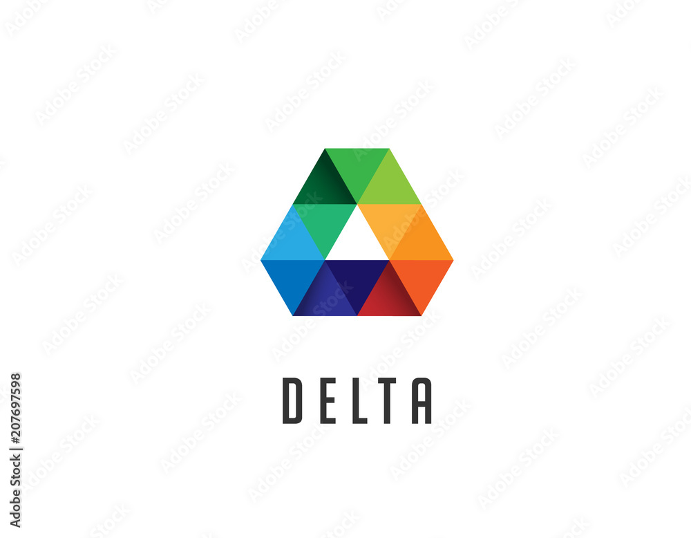 Delta triangle logo sign, 3d vector illustration Stock Vector | Adobe Stock