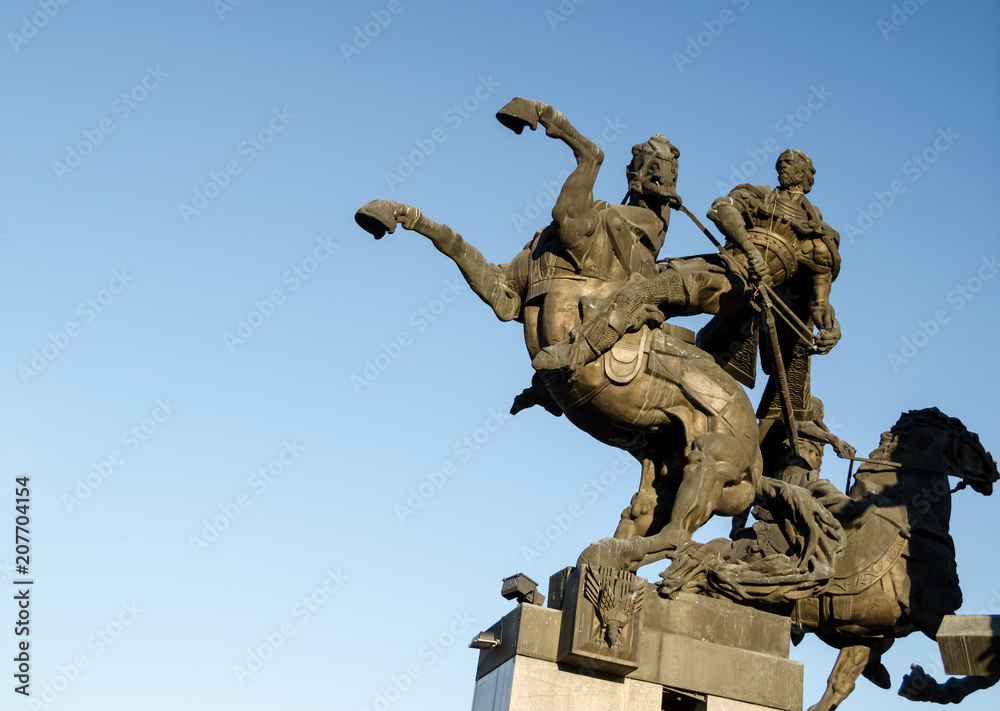 Asen Dynasty Monument. Close up photo of famous landmark of Veliko ...
