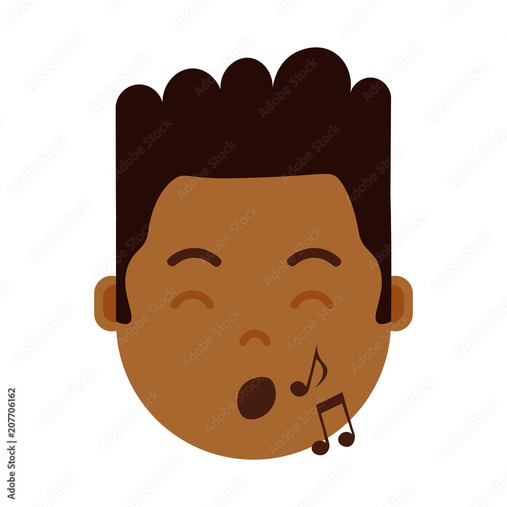 african boy head emoji personage icon with facial emotions, avatar ...