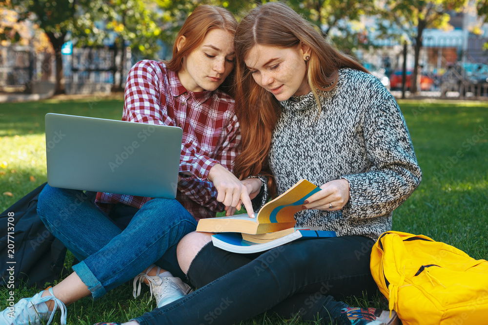 University Students Studying Outside
