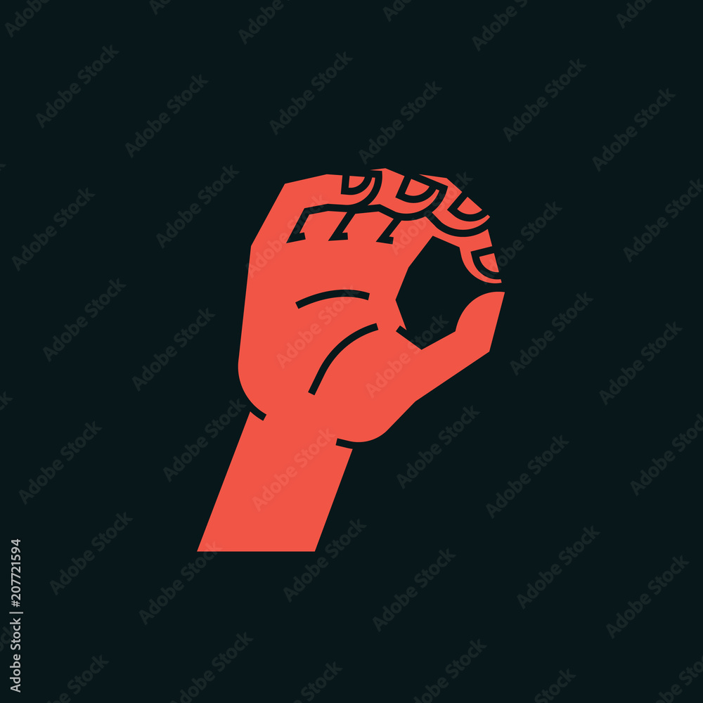 Gesture. Zero. A little bit sign. Stylized hand with index and thumb ...