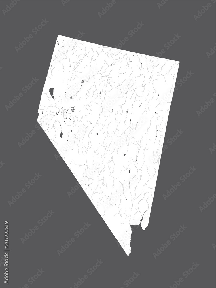 U.S. states - map of Nevada. Rivers and lakes are shown. Please look at ...