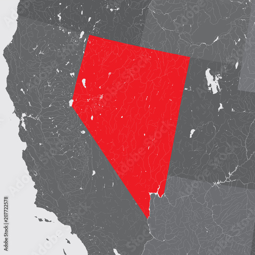 U.S. states - map of Nevada. Rivers and lakes are shown. Please look at my other images of ...