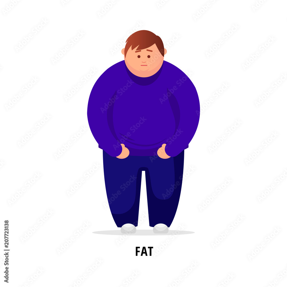Fat man. Vector flat illustration Stock Vector | Adobe Stock