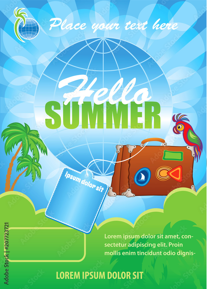 Sea Summer Travel Template, trip around the world, tourism flyer ...