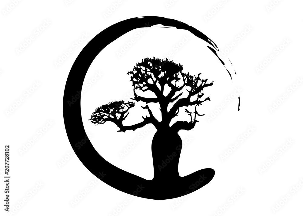 Boab or Baobab Tree Vector isolated, tree silhouette logo concept icon ...