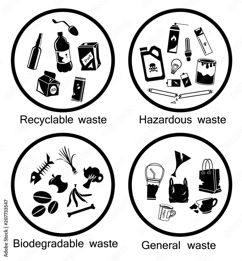 waste types icon set Stock Vector | Adobe Stock