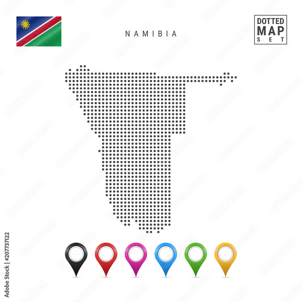 Vector Dotted Map of Namibia. Simple Silhouette of Namibia. National ...