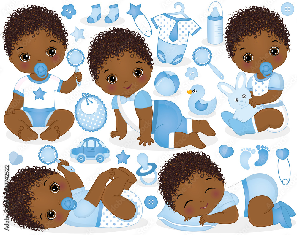African American Baby Boy Clipart