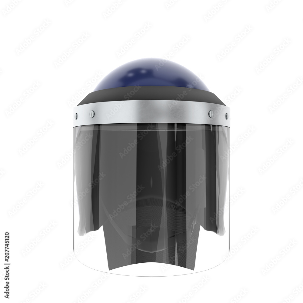 Police Riot Helmet with Closed Glass Visor. Front view. Police service ...
