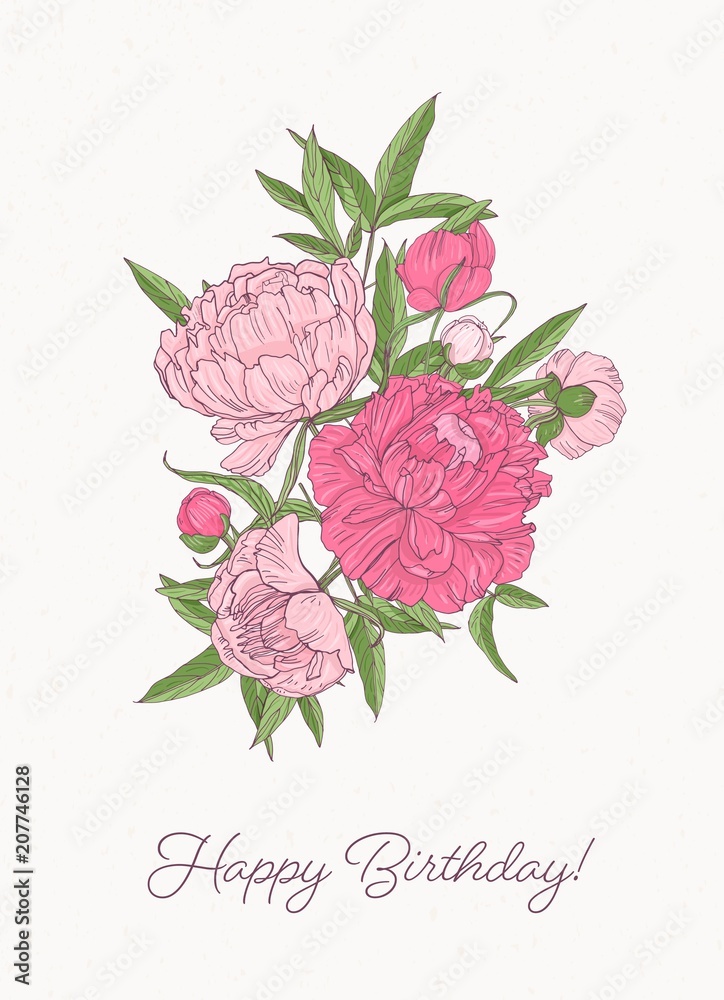 Flower Birthday Card Drawing