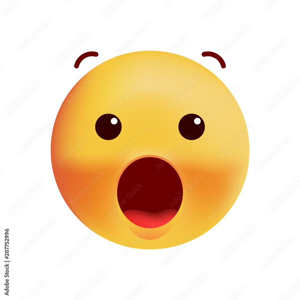 Cute Surprised Emoticon on White Background . Isolated Vector ...