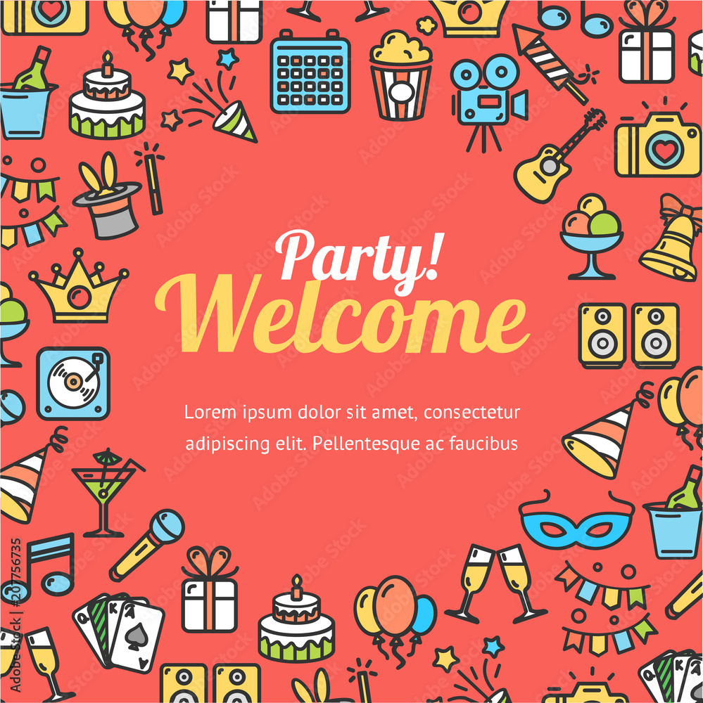 Welcome Party Invitation Card. Vector Stock Vector | Adobe Stock