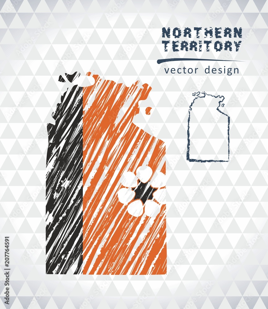 Map of Northern Territory with hand drawn sketch pen map inside. Vector ...