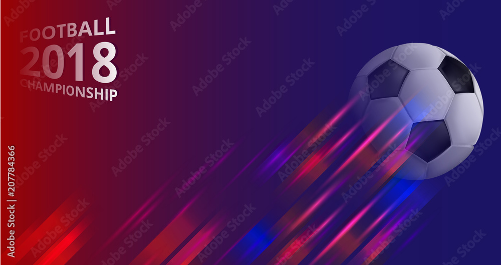 Blue and red football background with soccer ball. Stock Vector | Adobe ...