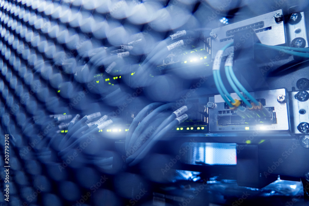Server rack with Servers and cables Stock Photo | Adobe Stock