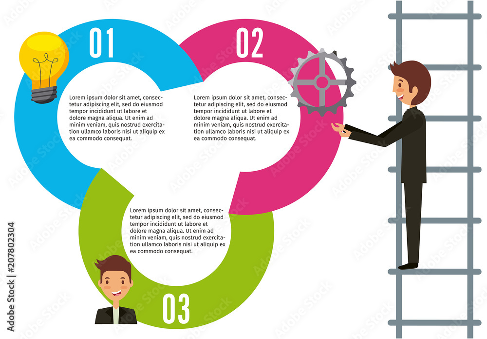 Blue Pink Green Circular Workflow Business Infographic Layout Stock ...