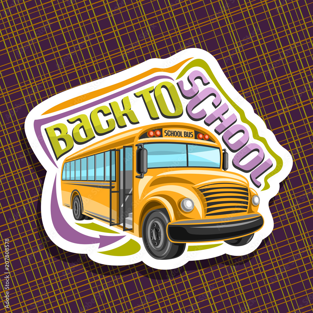 Vector logo for School Bus, orange empty schoolbus with an open door ...