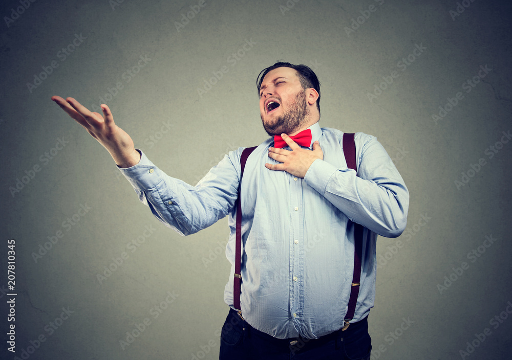 Photo & Art Print Chubby man singing sad opera, pathdoc