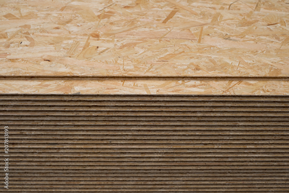 construction wood, osb panel, stacked chipboard planks , plywood Stock ...