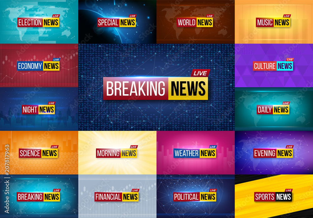 Creative vector illustration of breaking news background. World, sports ...