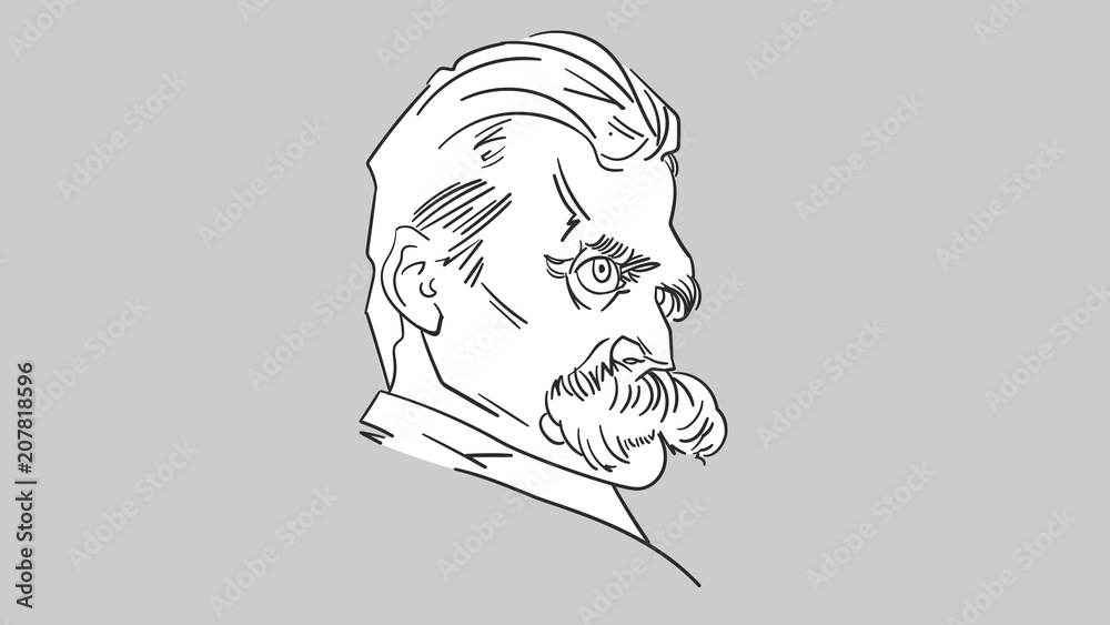 Vector portrait of great philosopher, poet and cultural critic ...