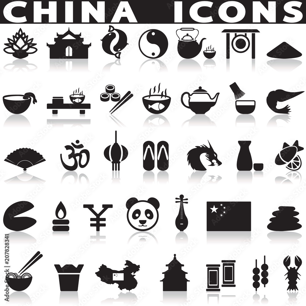 China symbols icons set. Stock Vector | Adobe Stock