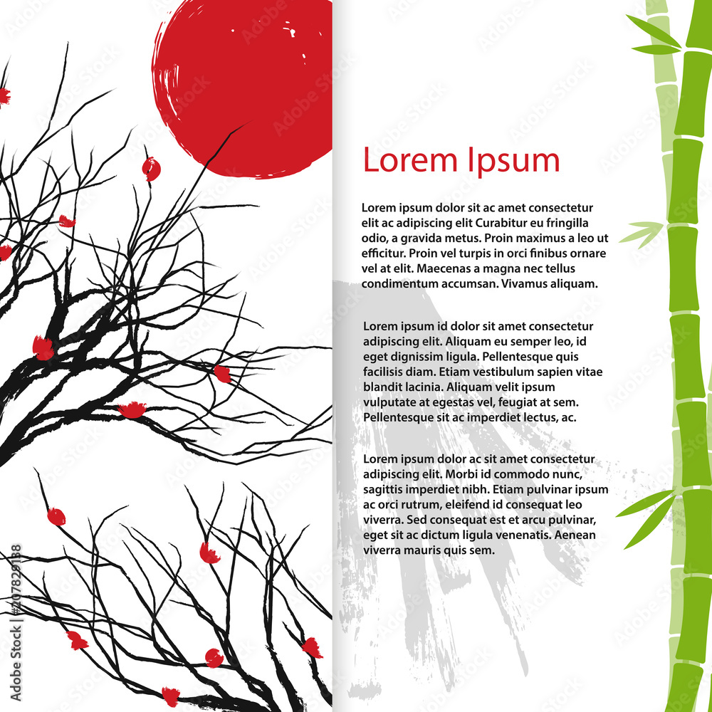 Asian style banner template. Vector japanese and chinese symbols ...