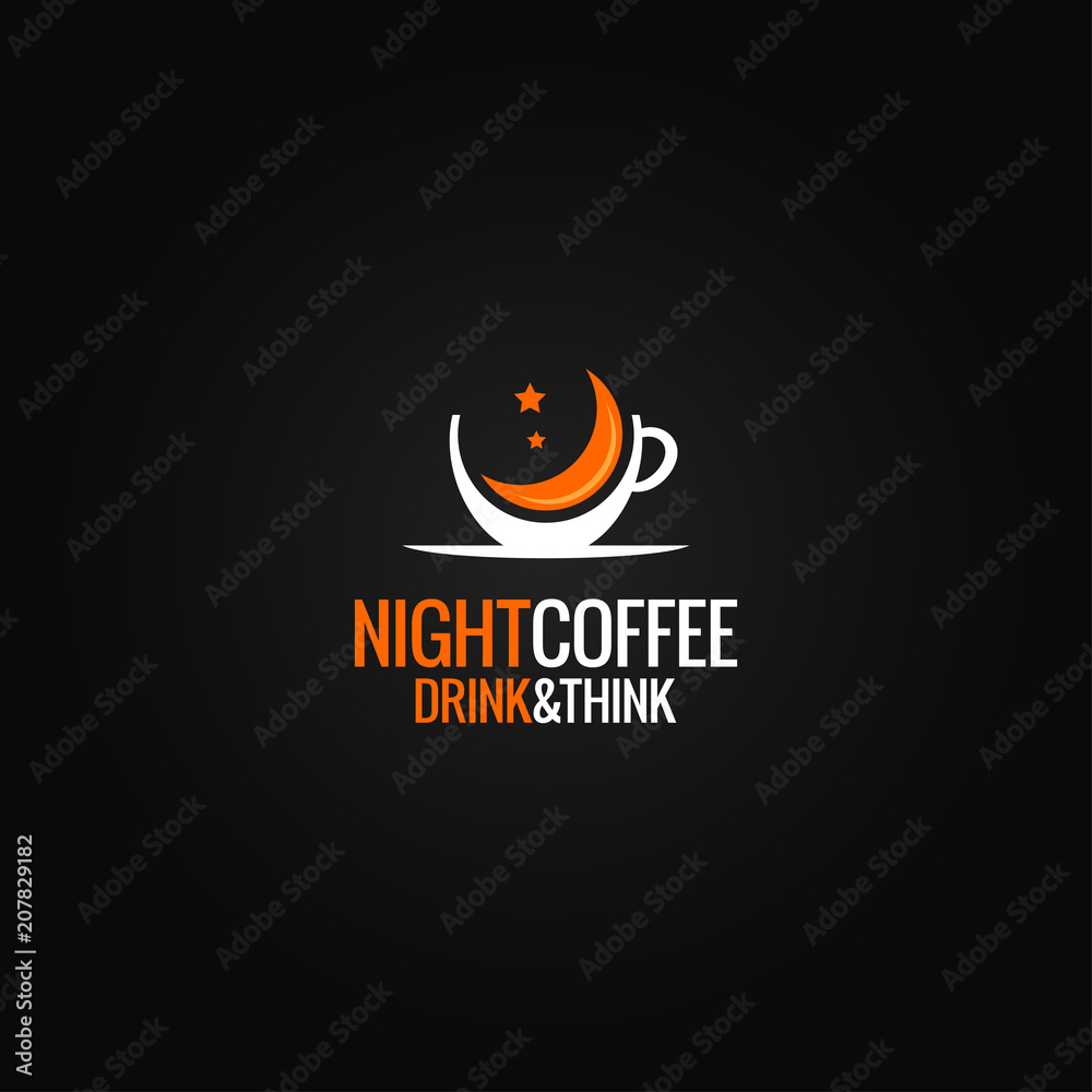 Coffee cup logo concept. Night cafe design on black background Stock ...