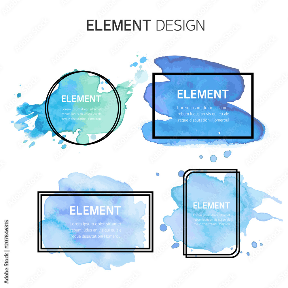 Watercolor, Text box bubbles Empty template. design elements Stock ...