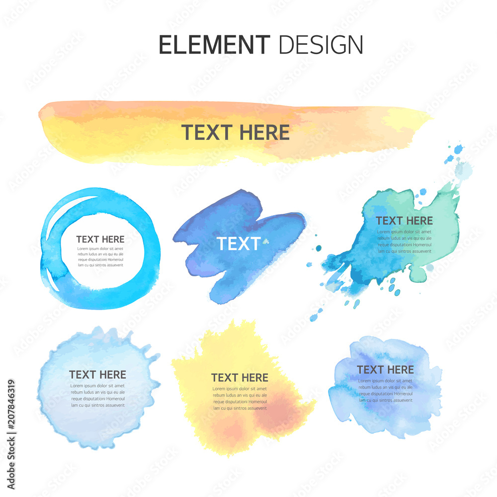 Watercolor, Text box bubbles Empty template. design elements Stock ...