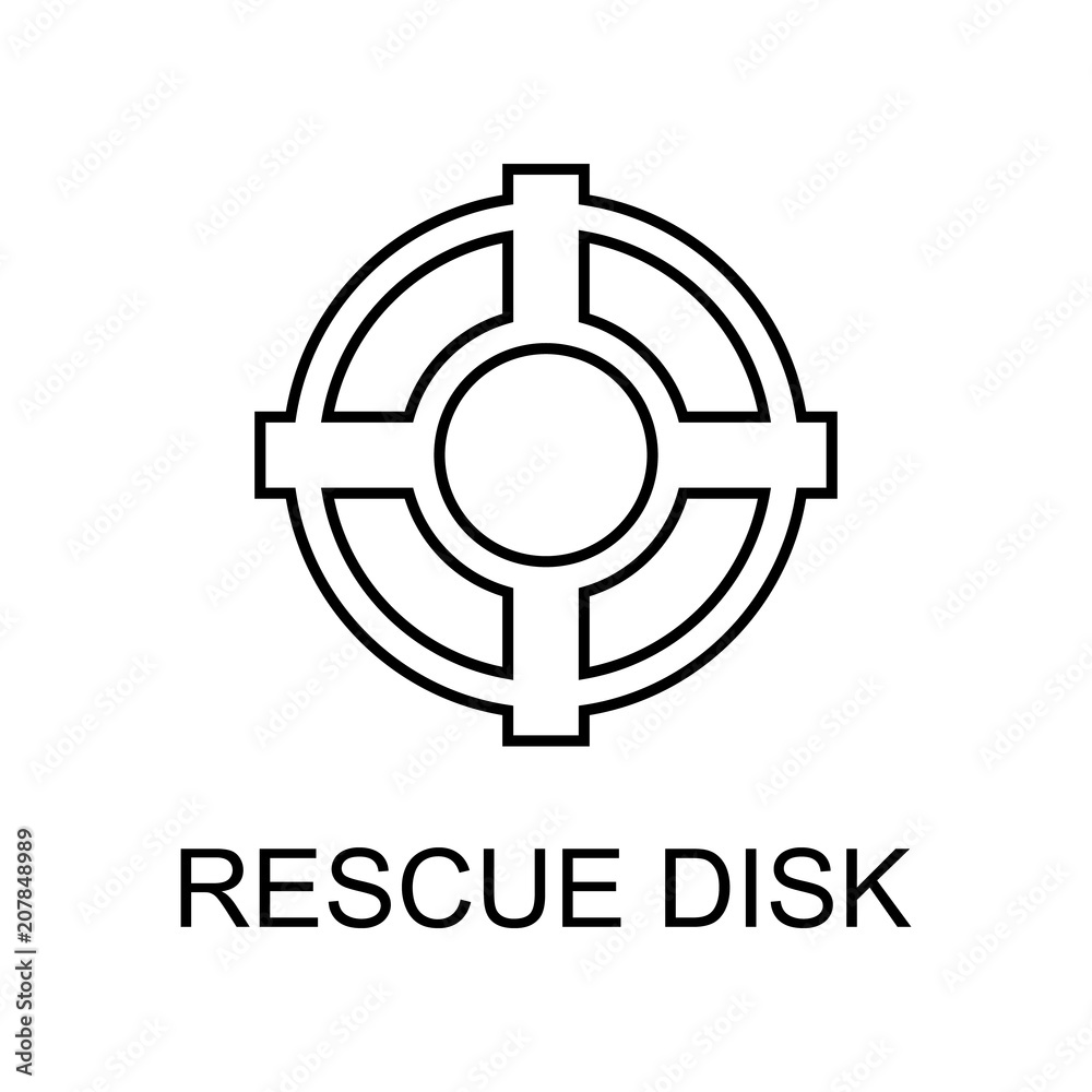 rescue disk outline icon. Element of data protection icon with name for ...
