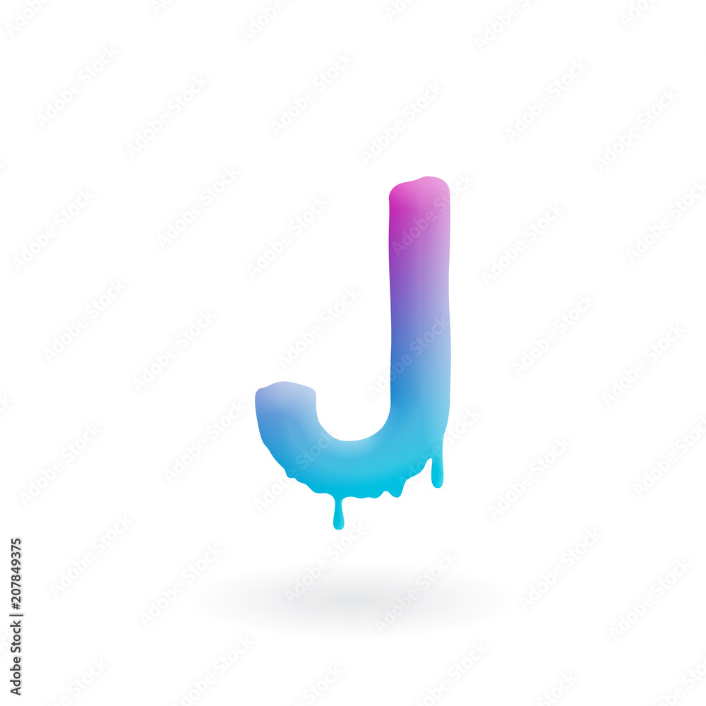 Letter J logo. Colored paint character with drips. Dripping liquid ...