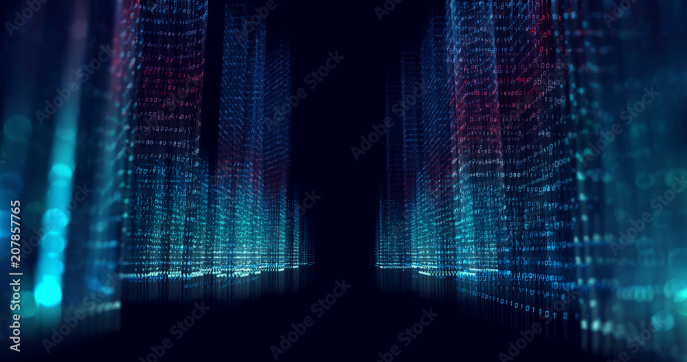 digital city scape with digit number elements illustration Stock ...