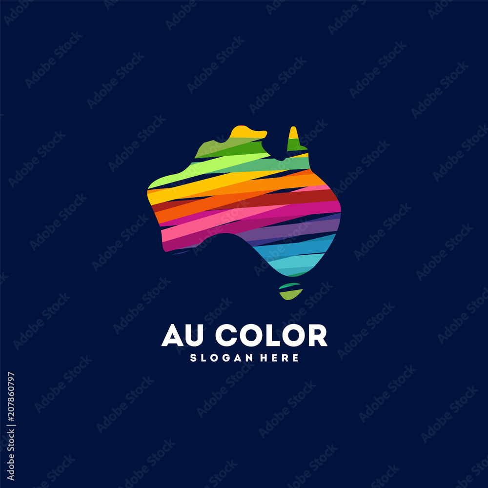 Colorful Australian Iconic Map, Australian Business logo designs vector ...