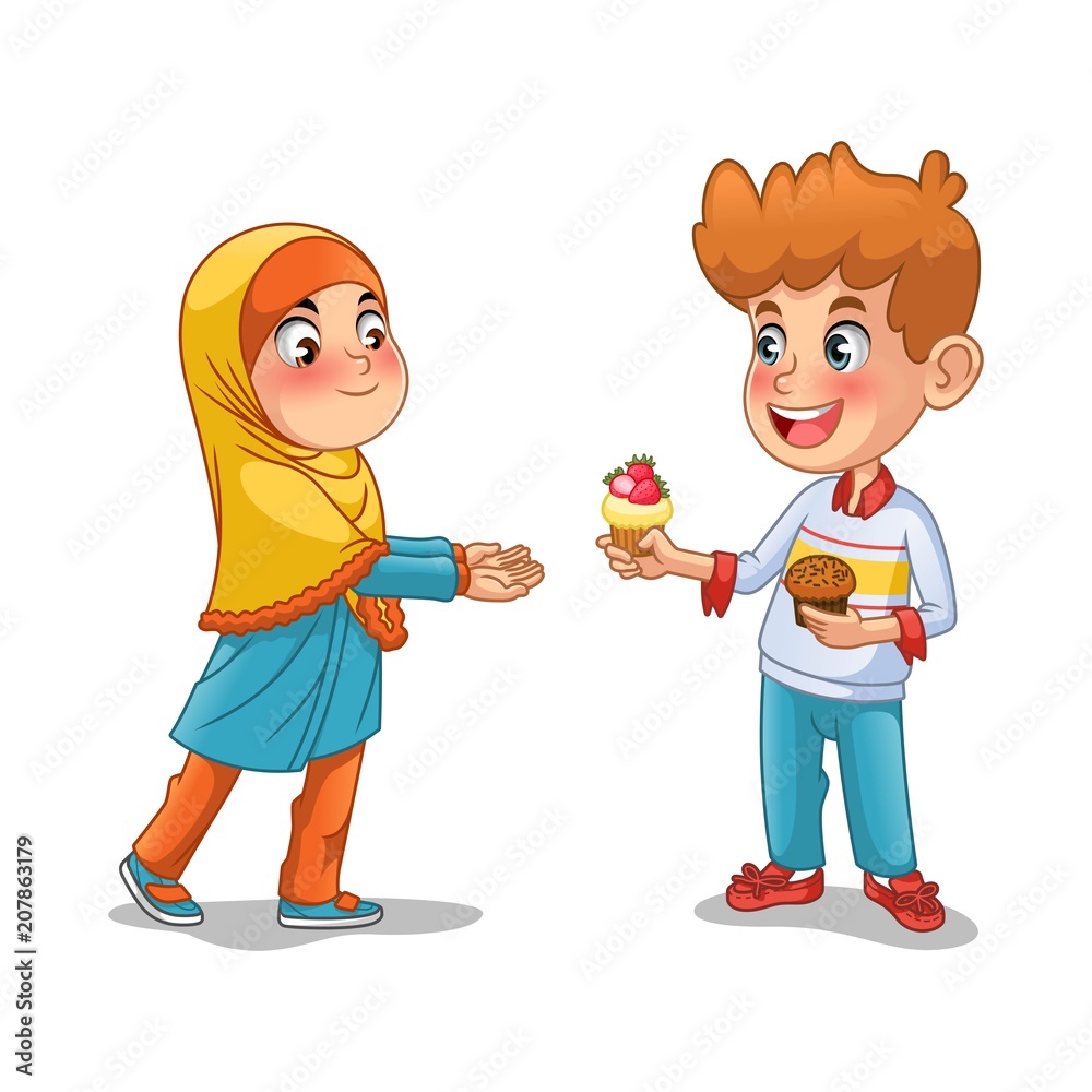 Cartoon Sharing Food