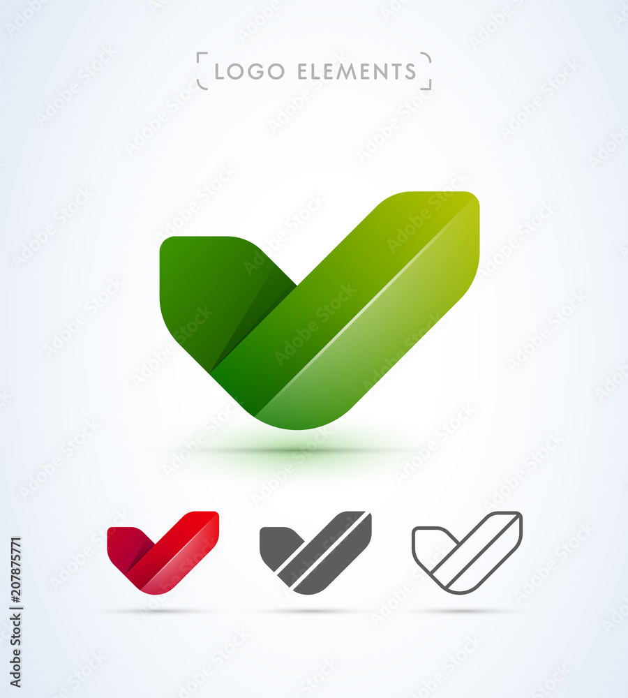Vector abstract check mark logo template. Material design, flat ...