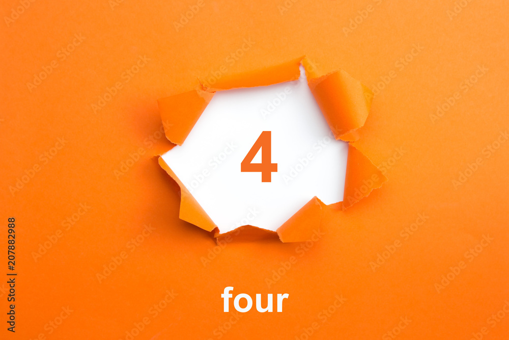 Number 4 - Number written text four foto de Stock | Adobe Stock
