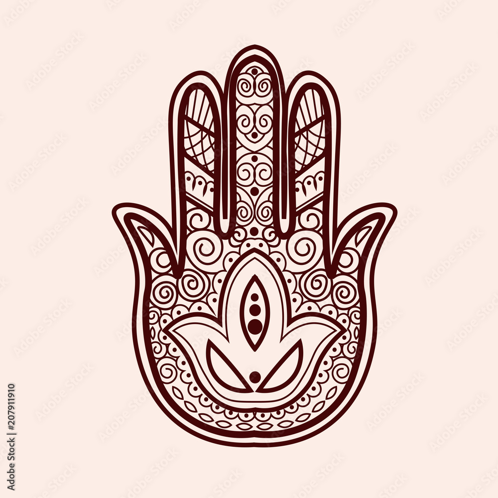 Mehnditraditional ind ian ethnic symbol with hand. Good for henna ...